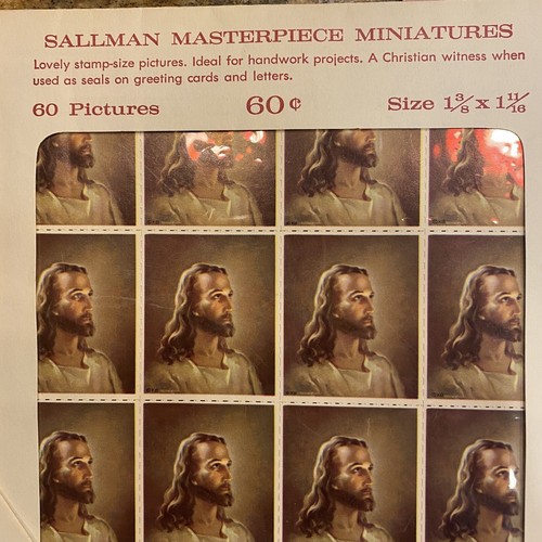 Sallman Head of Christ Jesus, Vintage Stamp-Size Masterpiece Miniatures ...