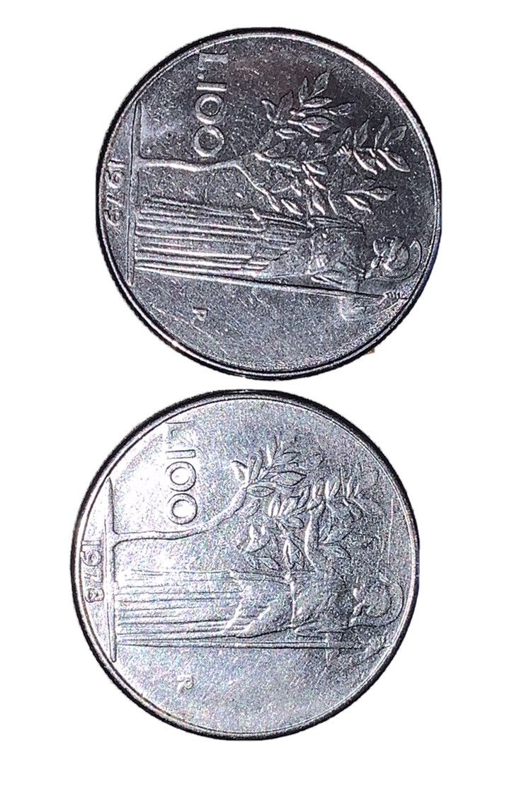 Italy Italian REPVBBLICA ITALIANA L.100 R COINS 1978:1979 #182 Lot (2 ...