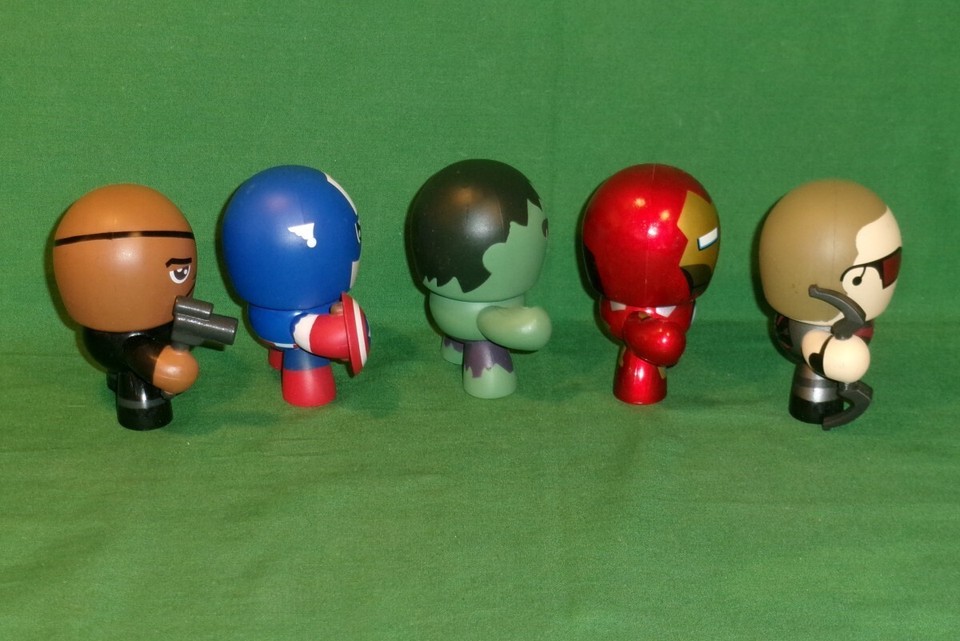 5 Marvel Avengers Mighty Muggs Action Figures Hawkeye Hulk Fury Iron ...