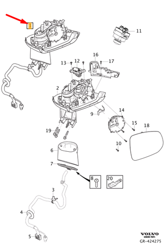 VOLVO XC90 MK2 R troviseur de porte avant gauche 31424815 NOUVEAU ...