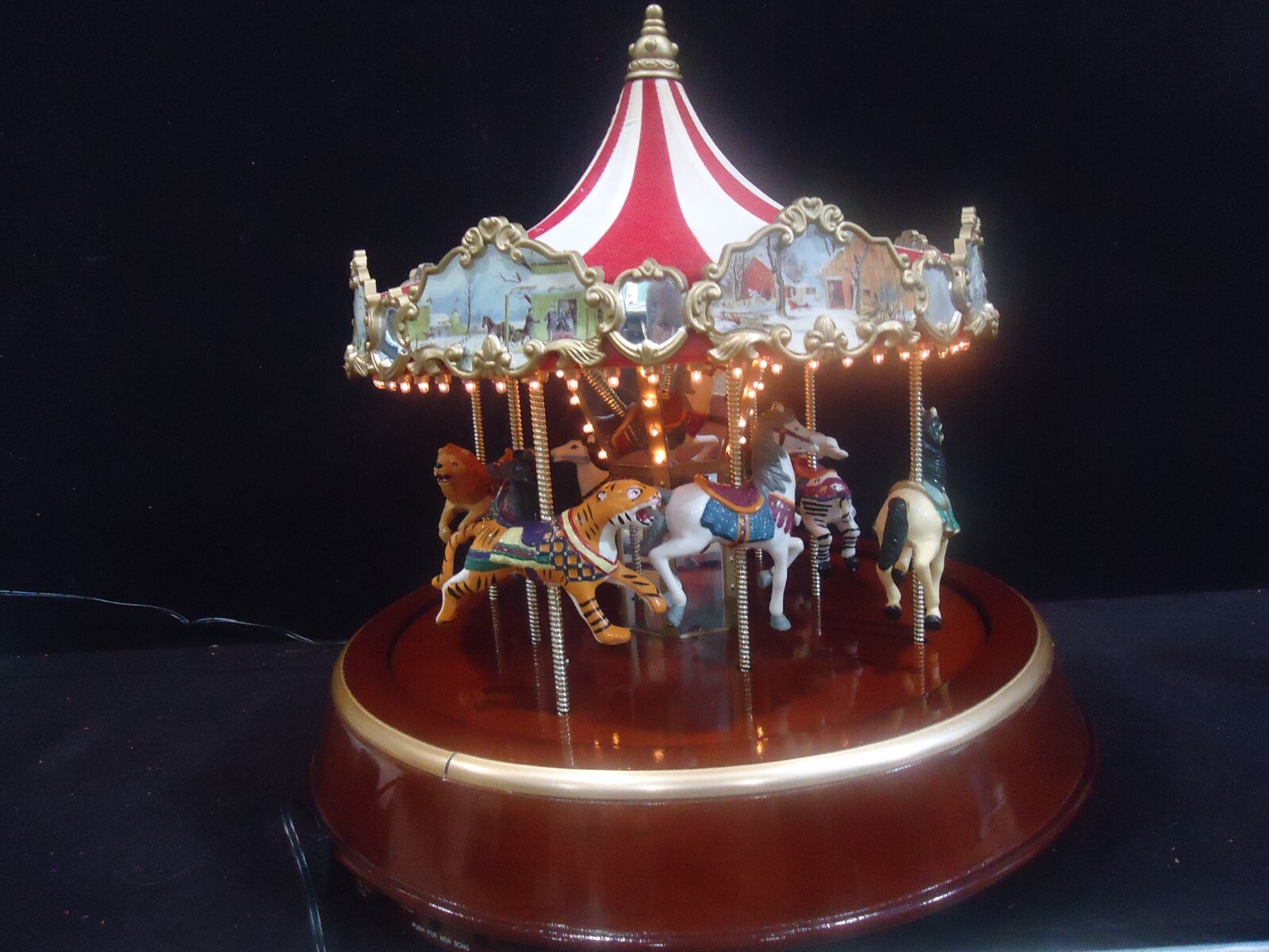 Mr Christmas Gold Label Marquee Carousel Merry Go Round Music Box Horse ...