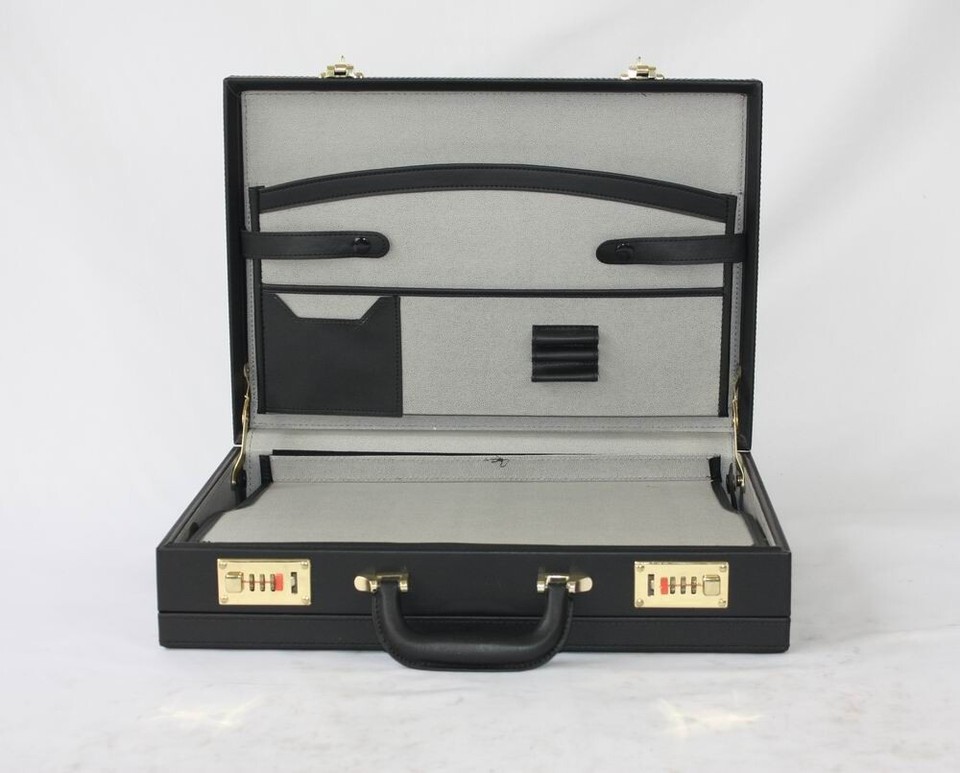 Professional Mens Leather Executive Black Briefcase with Combination ...
