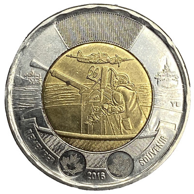 2016 CANADA 2 TWO DOLLARS TOONIE BATTLE OF THE ATLANTIC REMEMBERANCE ...