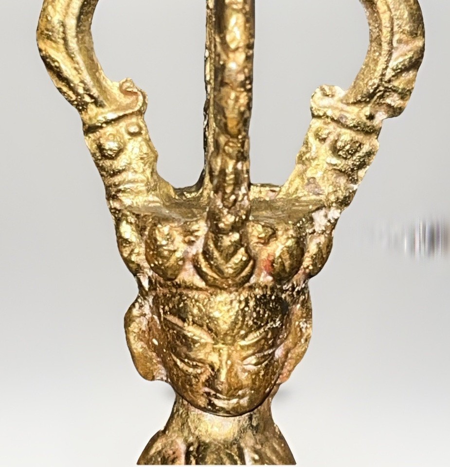 VINTAGE TIBETAN BUDDHIST RITUAL BELL(drilbu) VAJRA CROWN HANDLE MARKED ...