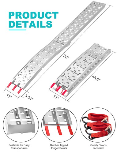 Aluminum Ramps 2 Pcs 7.5' Folding Loading Ramps, 1500 Lbs Capacity for ...