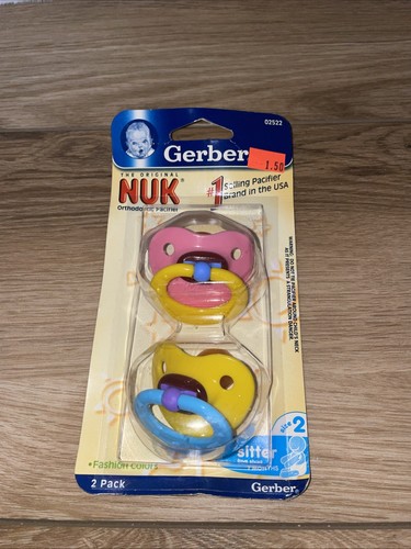 Vintage Gerber NUK Orthodontic Latex Pacifiers Size 2 Pink Yellow NOS ...