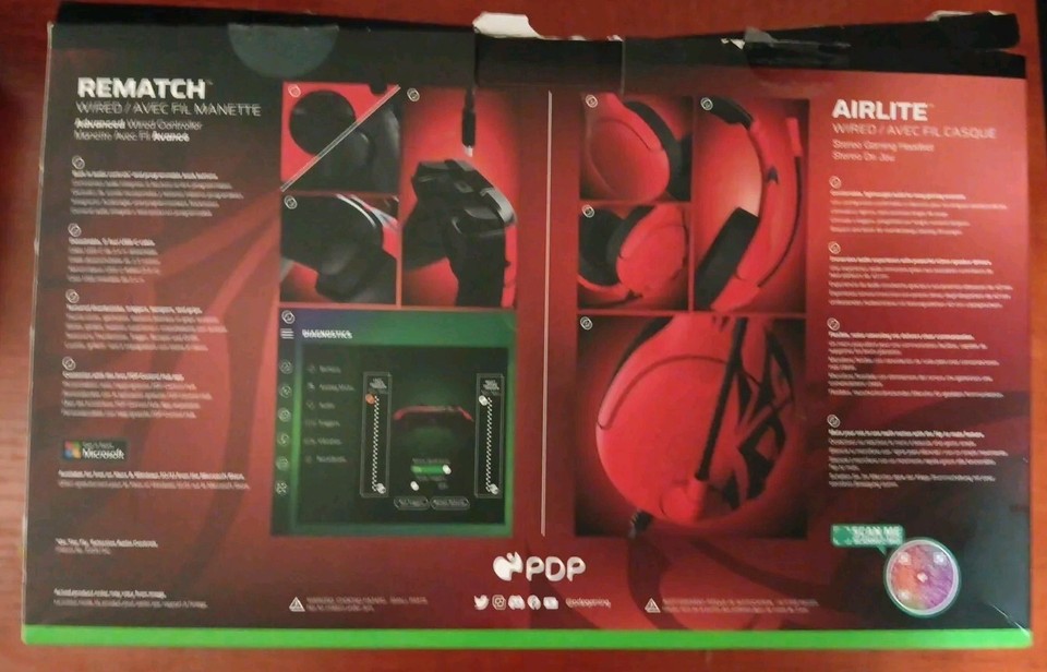 PDP Spirit Red Bundle: REMATCH Advanced Wired Controller & AIRLITE ...