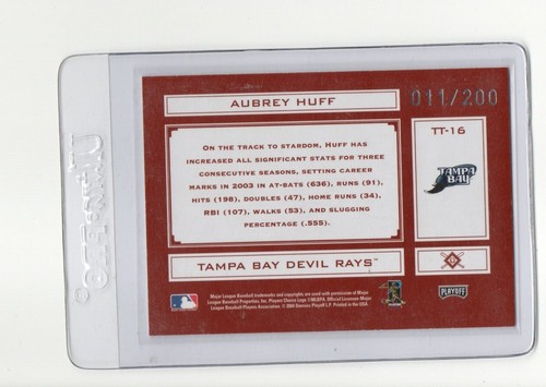 AUBREY HUFF TAMPA BAY RAYS 2004 ABSOLUTE MEMORABILIA TOTT RED #/200 | eBay
