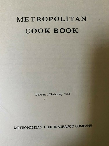 Vtg Metropolitan Cook Book " Metropolitan Life Insurance Company" Feb ...