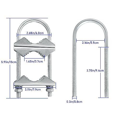 Double Antenna Mast Clamp V Jaw Block with U Bolts, Heavy Duty Mast to ...