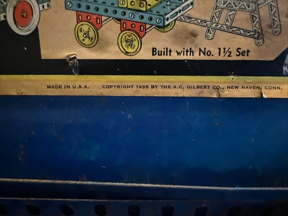 Vtg 1935 Erector Set A.C. Gilbert Co. Ferris Wheel Delivery Truck Blue ...