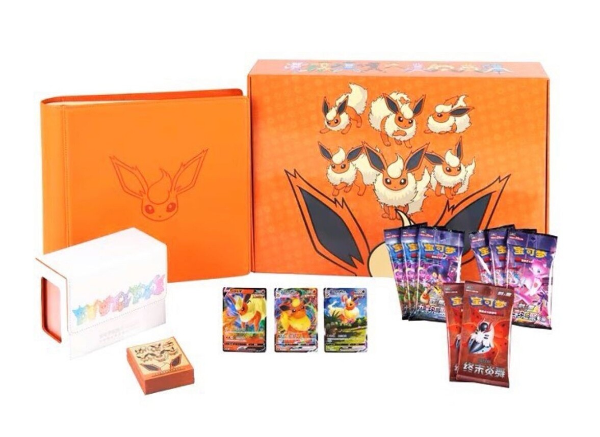 Pokemon TCG S-Chinese Eevee GX Gift Box Flareon Box Exclusive Brand New ...