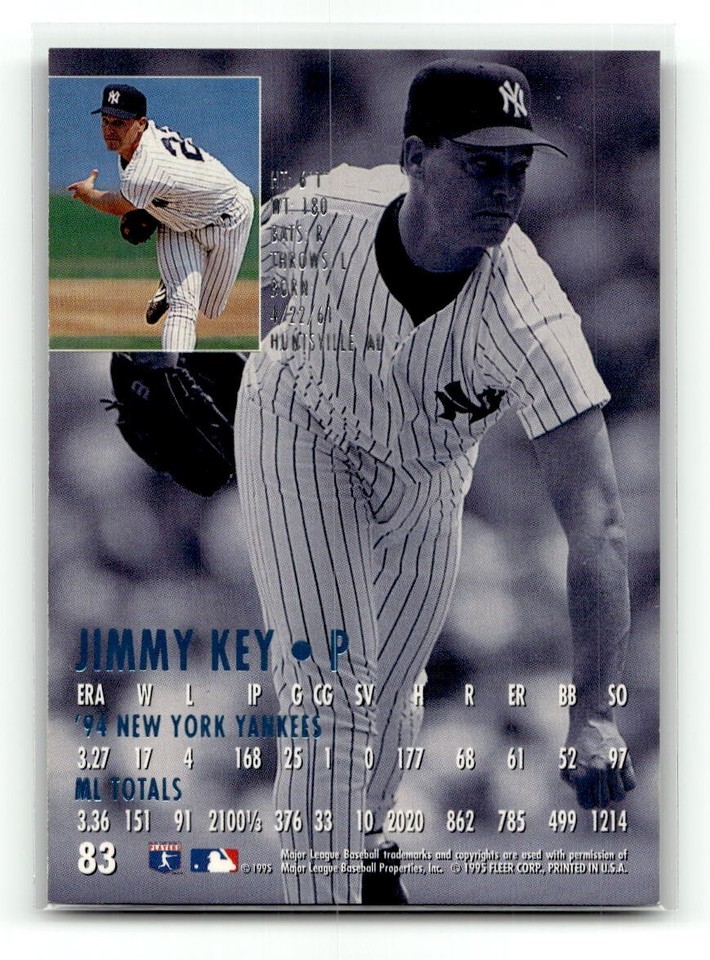 Jimmy Key #83 1995 Fleer Ultra New York Yankees Baseball Card MLB | eBay
