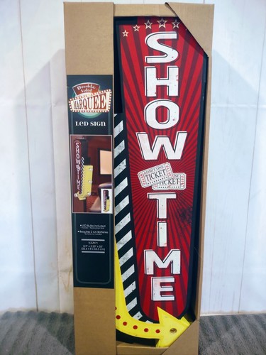 SHOWTIME Movie Tickets Arrow Retro 2 Sided Metal Flange Sign W/ LED ...