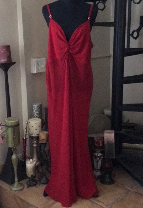RARE Vintage Red Chiffon Long Nightgown Plus Size 2X - Gem
