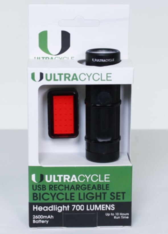 Ultra Cycle USB Rechargeable 700 Headlight /30 Taillight Lumen Light ...