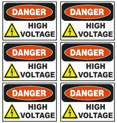6 RV TRAILER CAMPER TRUCK DANGER HIGH VOLTAGE DECALS STICKERS | eBay