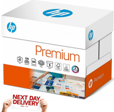 1 Ream HP Premium Office A4 Copy Paper 90 gsm White 500 Sheets 24h ...