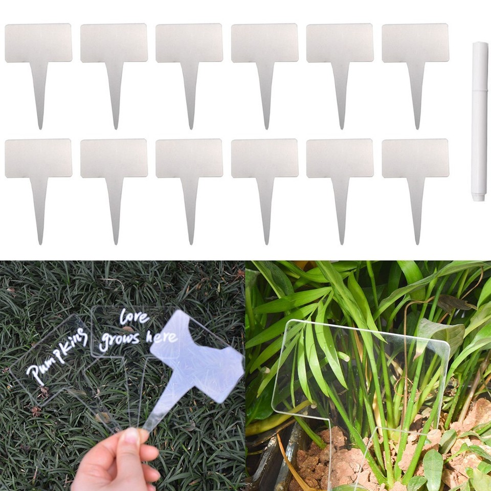 Herb Signs 12pcs Label Plate Label Sheets Transparent For Outdoor Pots ...