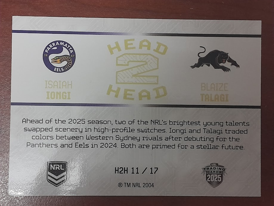 2025 NRL Rivalry Head 2 Head Isaiah Iongi & Blaize Talagi Eels Panthers ...