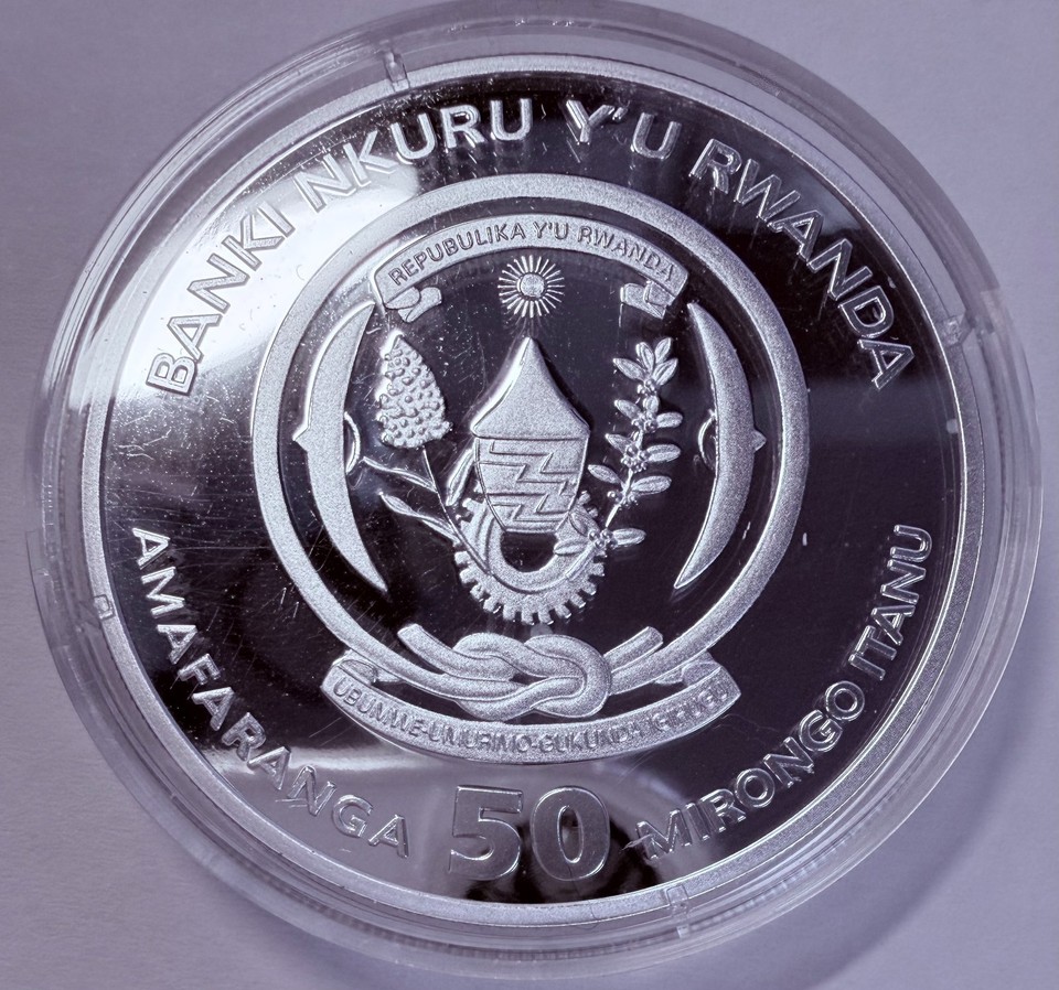 Ruanda 50 Amafaranga 2012 Wildlife Nashorn 1 Oz Silber PP + Zertifikat ...