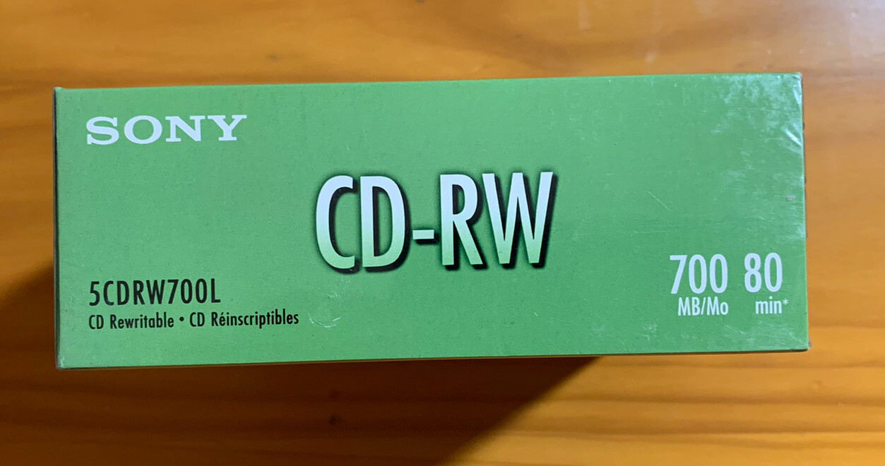 New & Sealed! Sony CD - RW 5 Pack Blank Discs 700MB 80Min Rewritable ...