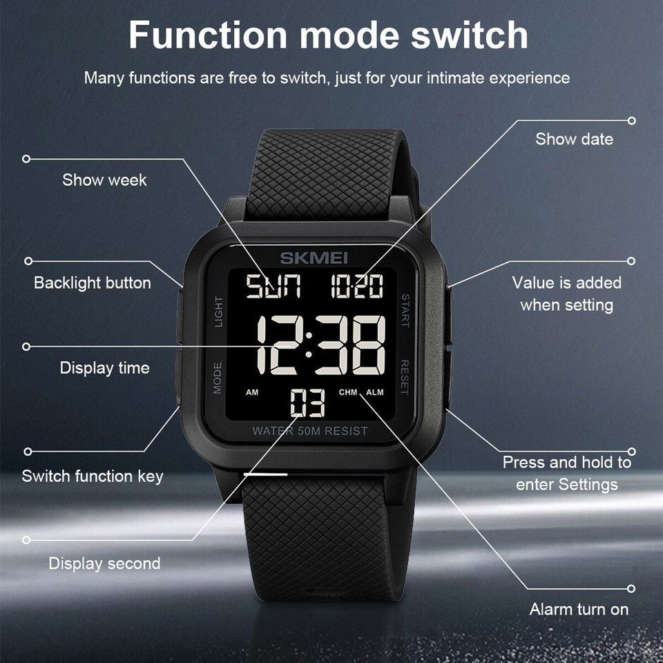 Waterproof Digital Sports Watch Military Tactical LED Backlight ...