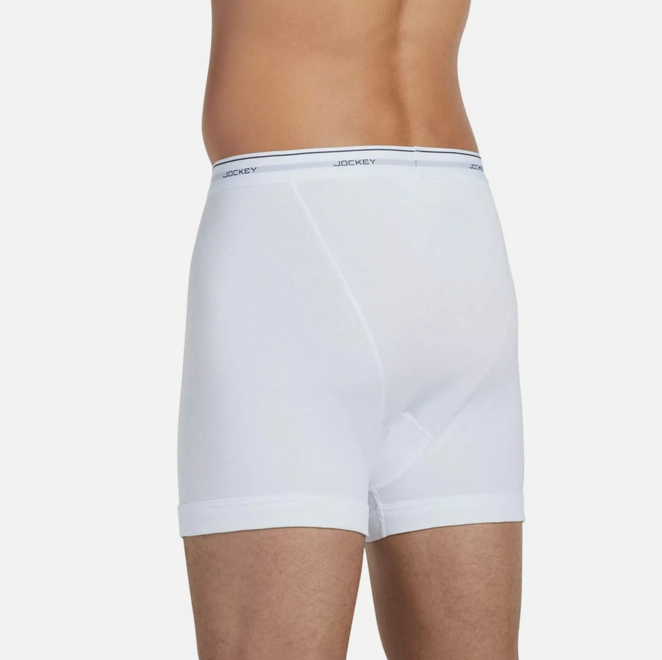 Men Jockey 3-Pack Classics Full Rise White Staycool Cotton Boxer Brief ...