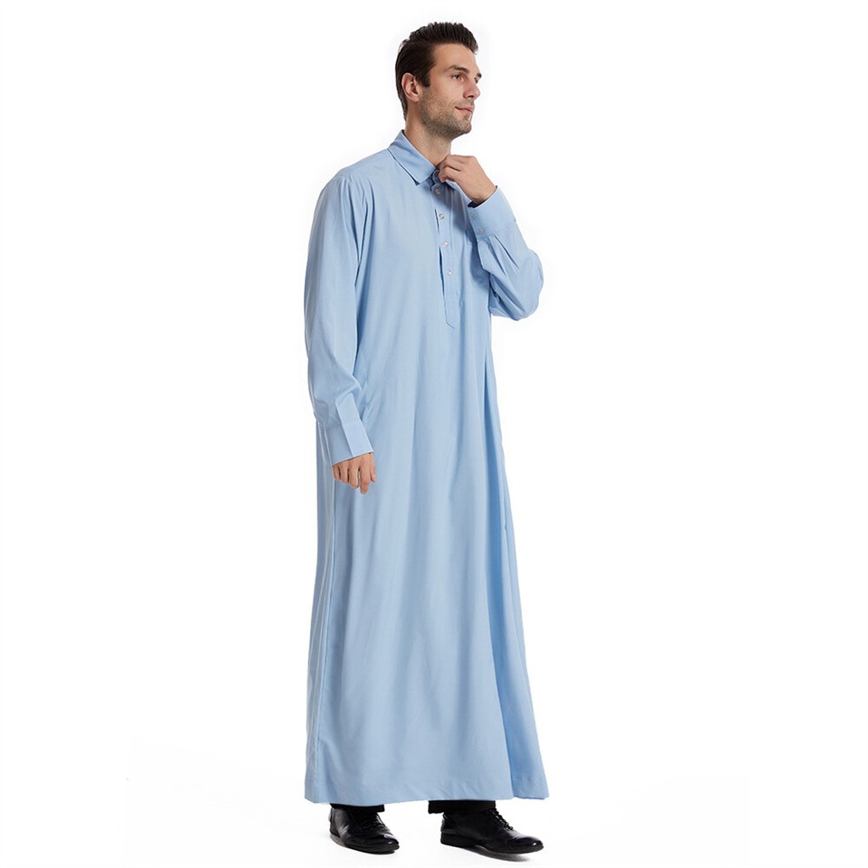 Men Saudi Arab Daffah Dishdasha Kaftan Robe Muslim Thobe Jubba Thoub ...