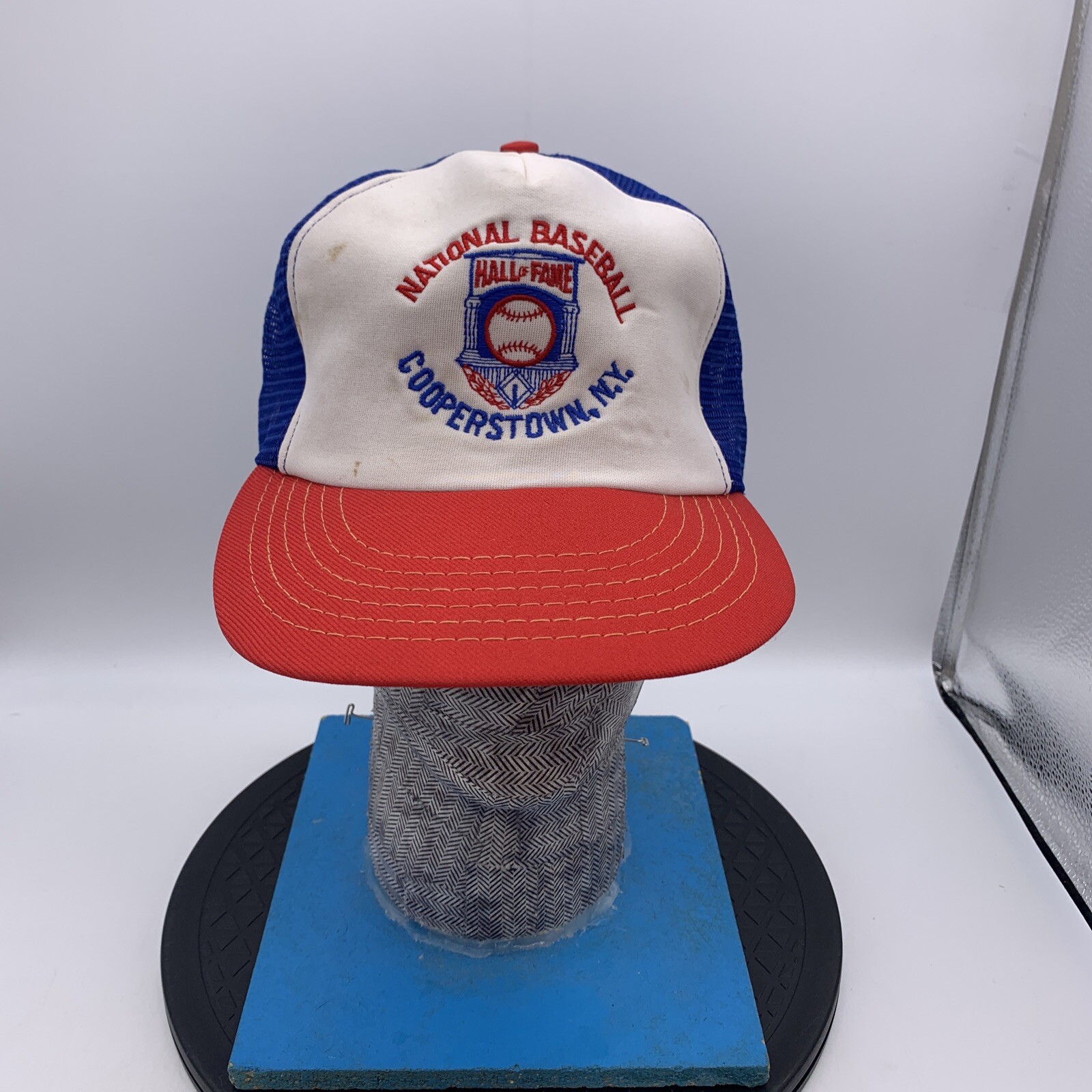 Vintage Baseball Hall Of Fame Mesh Snapback Hat Annco MLB Red White ...