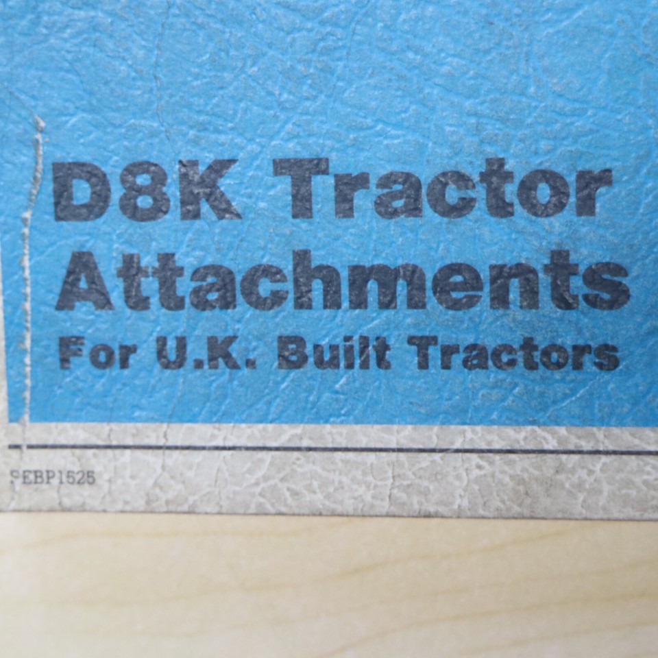 UK BUILT Caterpillar D8K Tractor ATTACHMENT Parts Manual book 77V list ...