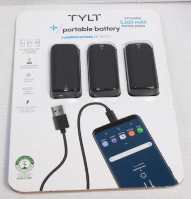 TYLT Portable 5,200 mAH Battery Power Packs With USB Cables | eBay