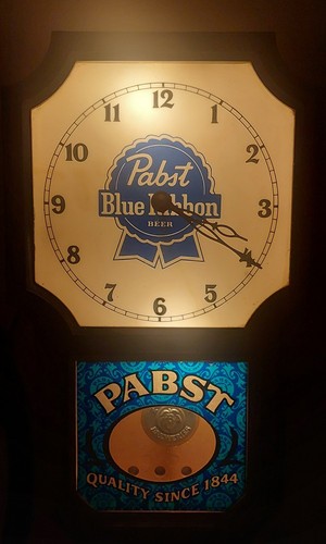Vintage Pabst Blue Ribbon Pendulum Lighted Clock | eBay