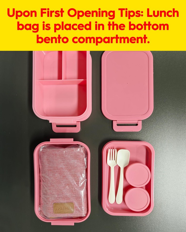 Adults Bento Lunch Box Set w/ Thermo Bag, 74oz Stackable 3-Tier Leak ...