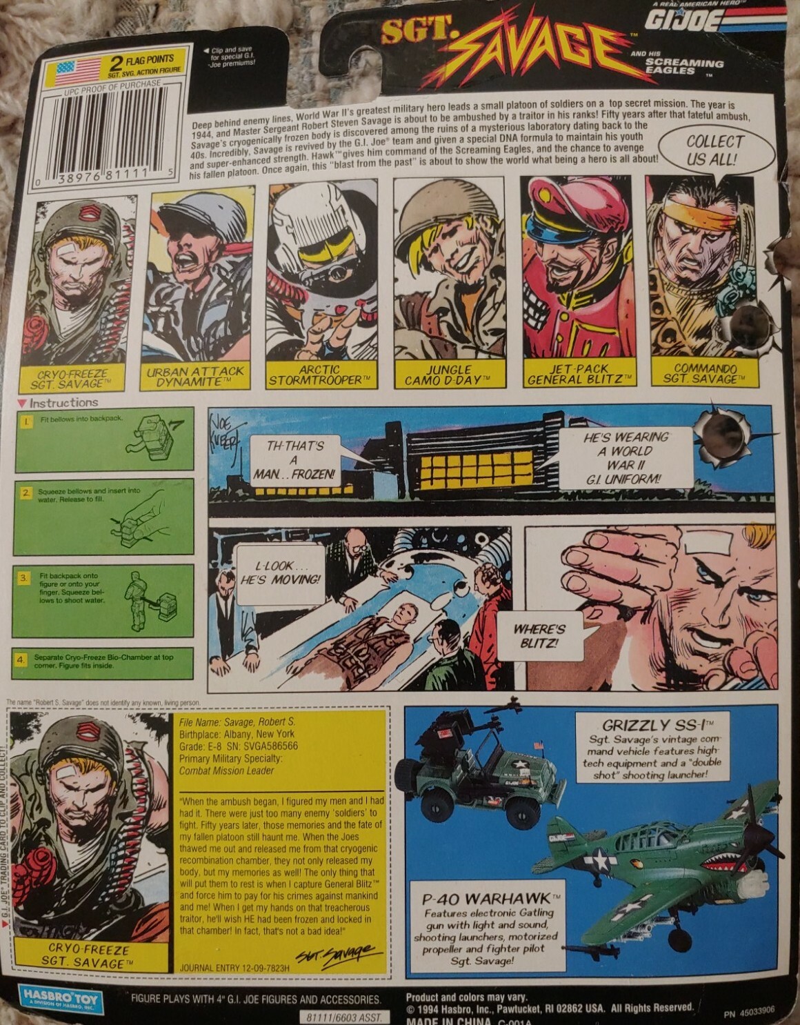 GI Joe Sgt. Savage and His Screaming Eagles Cryo-Freeze Sgt. Savage 4 ...