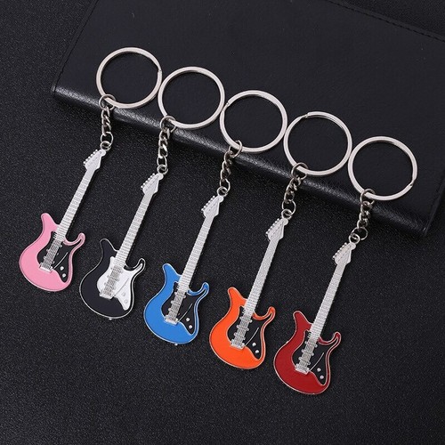 Electric Rock Guitar Keychain Metal Keychain Music Keychain Fob Chain ...