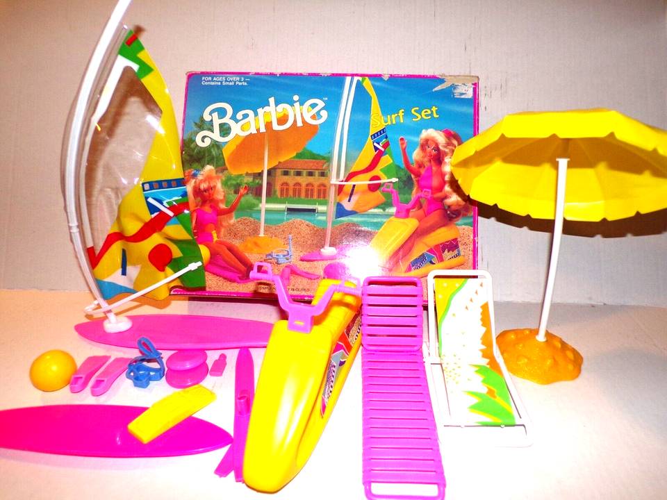 Vintage Mattel Barbie Surf Set 1980s Beach Accessories Waverunner Surf ...