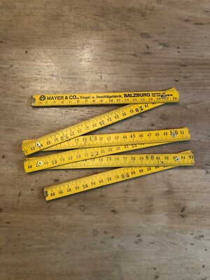 Vintage German Folding Yellow Wood Ruler w/Brass Tips 100cm Mayer&Co ...