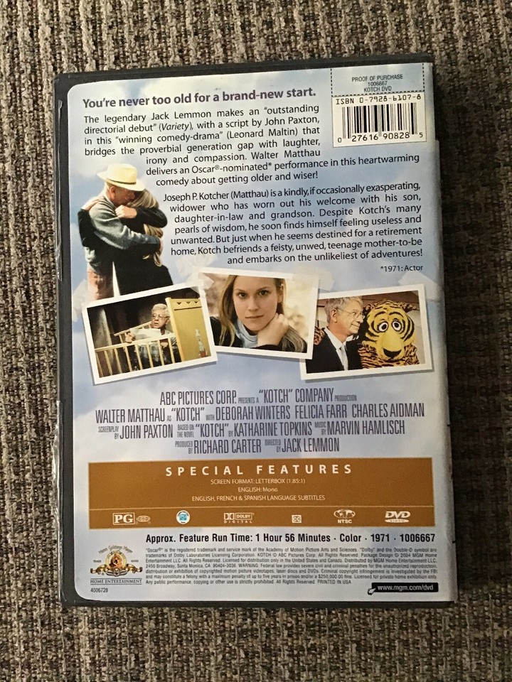 Kotch (DVD, 1971), RARE WALTER MATTHAU DVD, OOP MGM PRINT | eBay