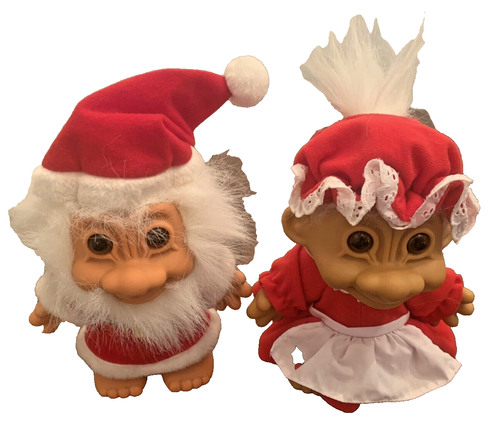Russ Vtg TROLL DOLLS SANTA AND MRS SANTA PAIR Christmas | eBay