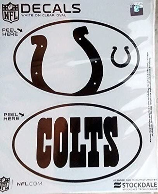 Indianapolis Colts 2-Piece White and Clear Euro Decal Sticker Set, 4x2 ...