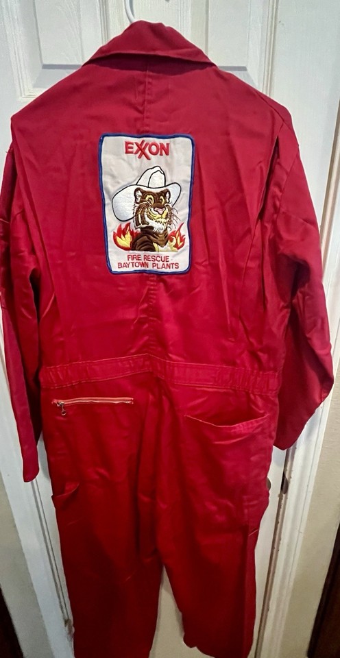 Vtg Exxon Oil Gas Fire Rescue Uniform Work Wear Coveralls Patches ...