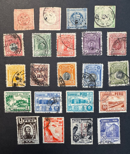 Peru Stamps Selection - 22 Mainly Used Including Classic 1850 issues ...
