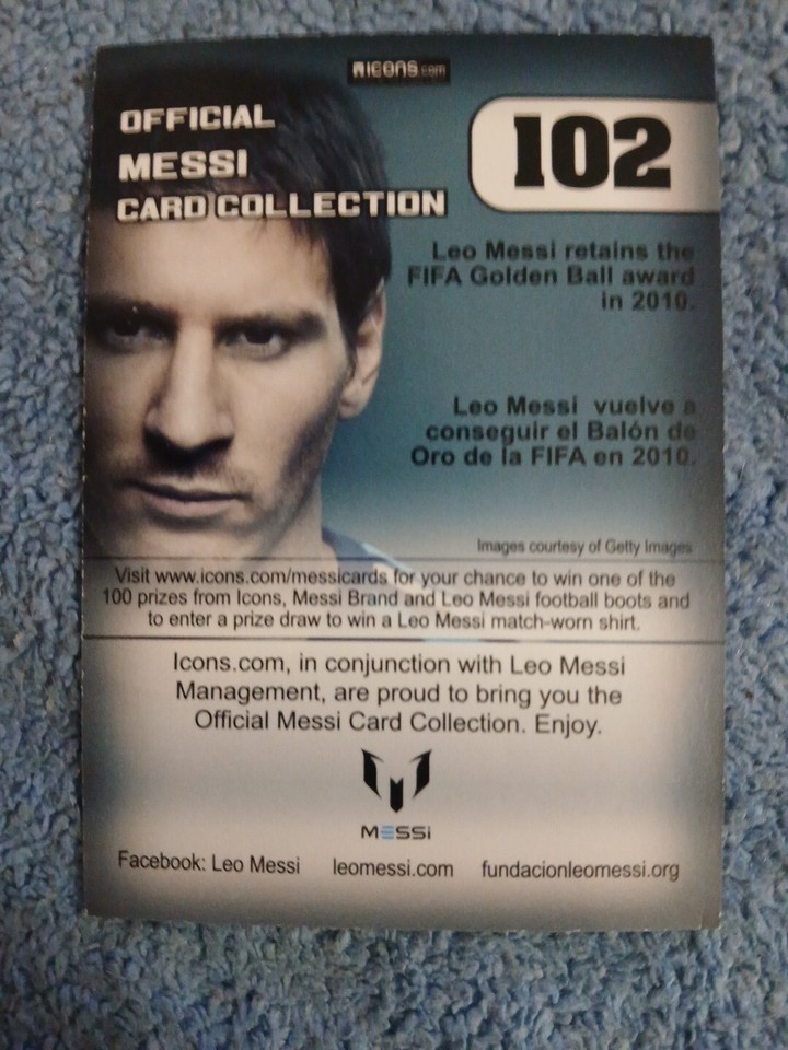 2013 Icons Lionel Messi Collection #102 Foil Golden Ball UK Spain ...