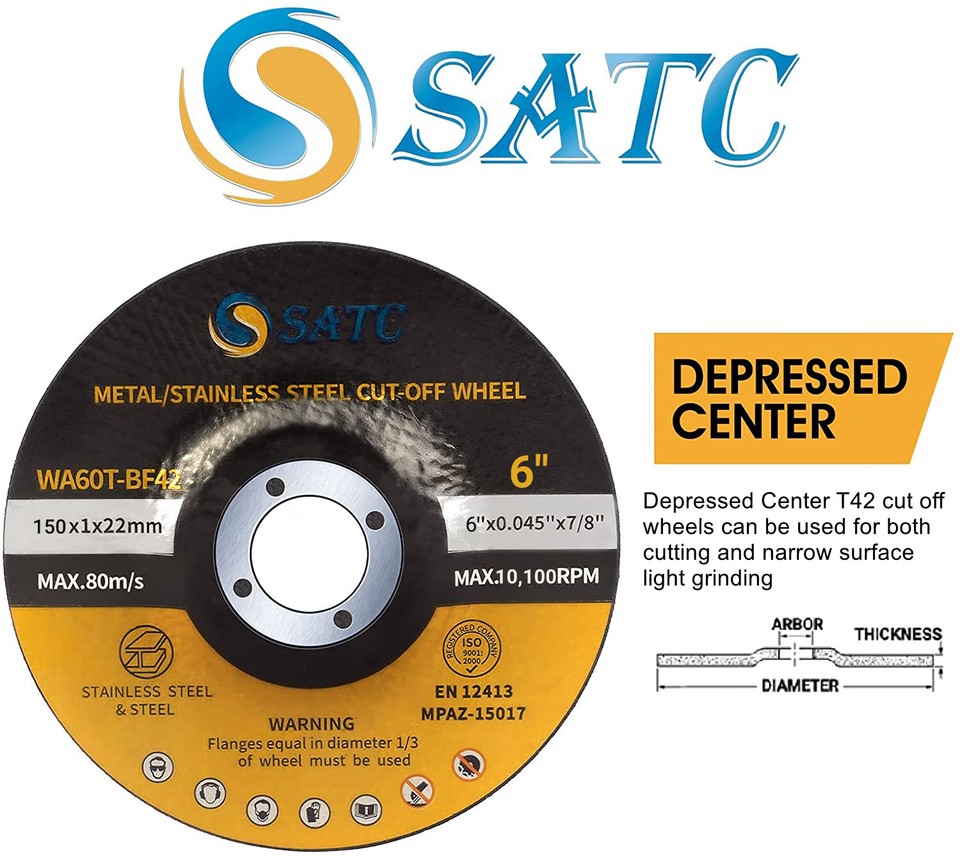 50 Pack 6" Depressed Center Cut Off Wheels Metal & Stainless Steel ...