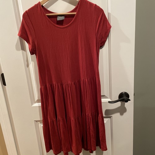 Olivia Rae Beige Burnt Orange Cap Sleeve Tiered Dress Size Large | eBay