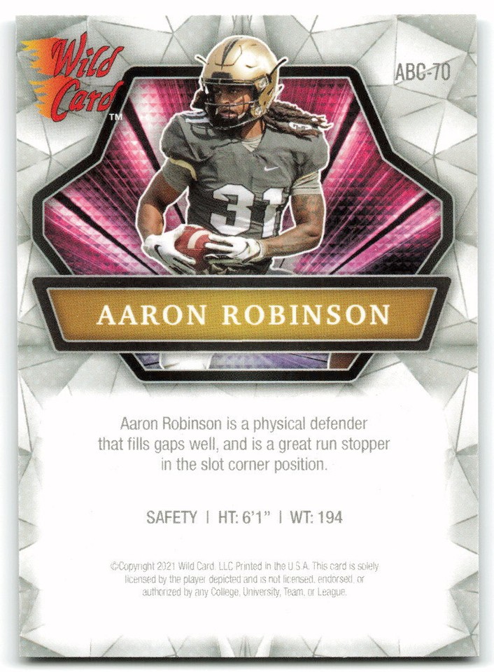 2021 Wild Card Alumination #ABC-70 Aaron Robinson UCF Knights | eBay