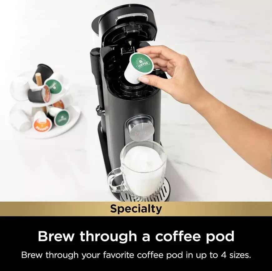 Ninja PB051 Pod & Grounds Specialty Single-Serve Coffee Maker Black ...