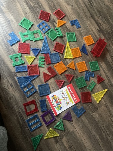 Mag tiles Magnetic Building Toy Magnet Blocks Kids 3D Set 54 PCS With ...