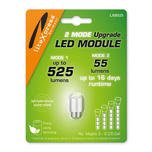 LiteXpress LXB525 2 Mode LED Upgrade Module 525 or 55 Lumen for 3-6 C/D ...